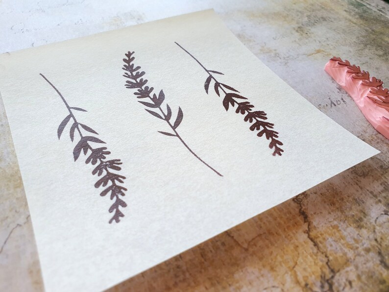 Lavender rubber stamp for rustic stationery fabric pattern | Etsy