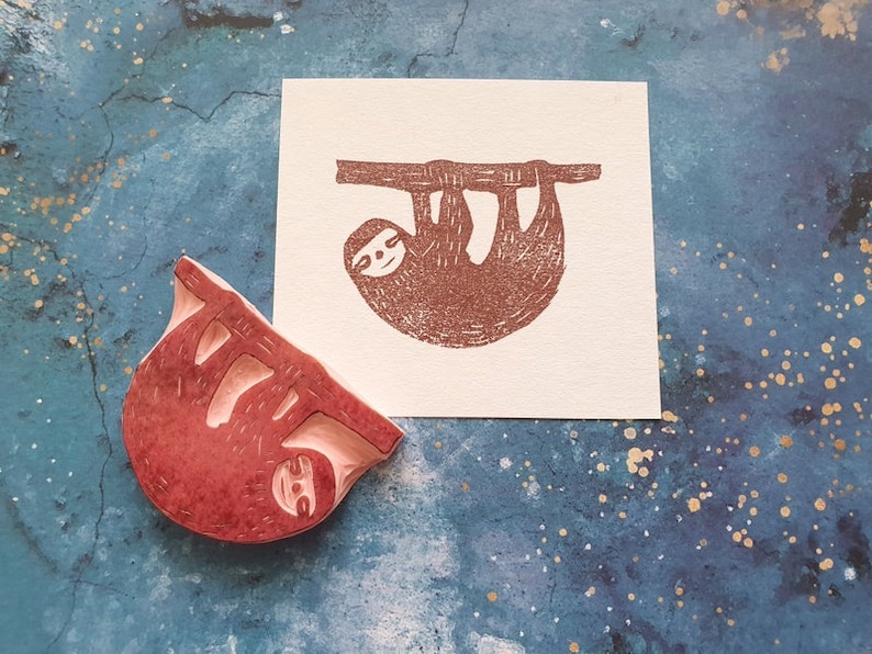 Sloth Rubber Stamp Sloth Print Wild Animal Stamp Travelers - Etsy