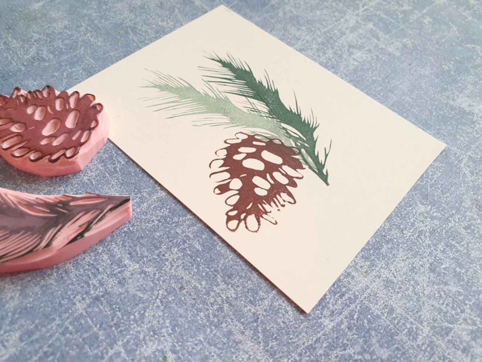Pine Branch With Cone Stamp Set, Christmas Tree Stamp for Best Wishes ...