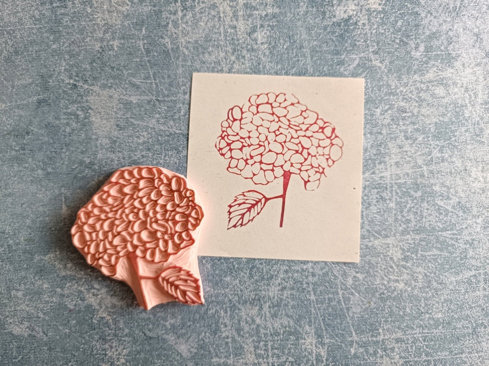 Hydrangea Rubber Stamp for Cardmaking, Hortensia Stamp for Scrapbooking ...