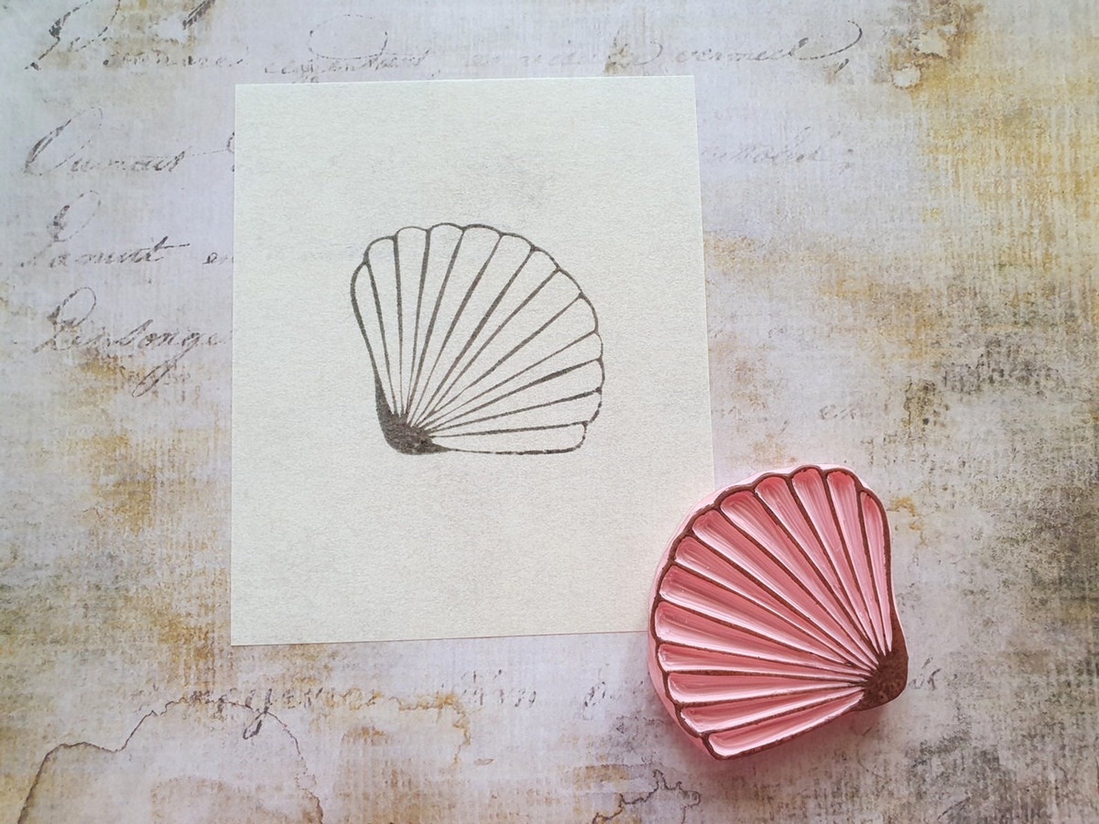Seashell Rubber Stamp for Scrapbooking, Hand Carved Bullet Journal ...