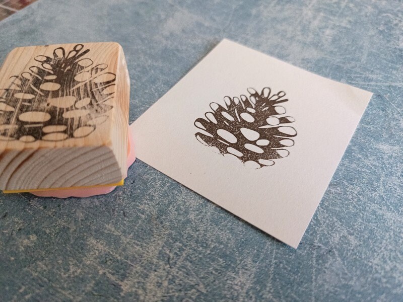 Oak Cone Rubber Stamp for Daily Journal, Autumn Scrapbooking Stamp ...