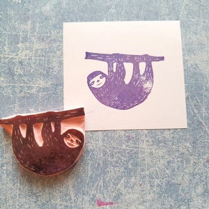 Sloth Rubber Stamp, Sloth Print, Wild Animal Stamp, Travelers Notebook ...