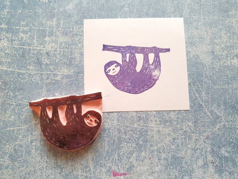 Sloth Rubber Stamp Sloth Print Wild Animal Stamp Travelers - Etsy