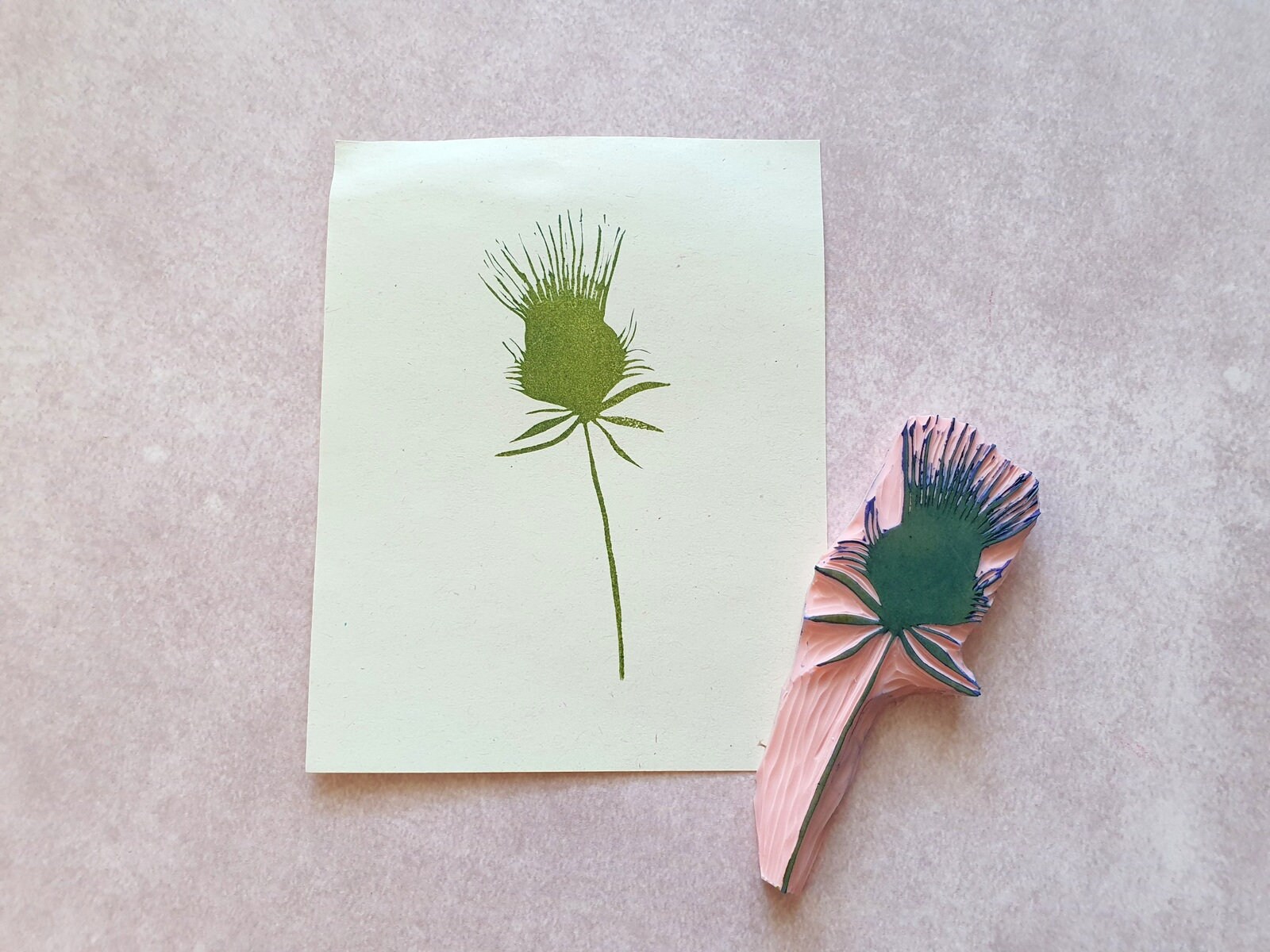 Thistle rubber stamp for junk journal wild flower stamp for | Etsy