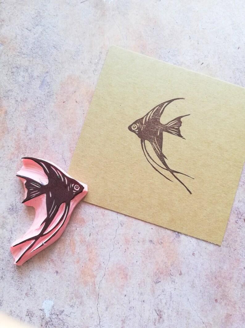 Fish stamp for fabric pattern aquarium rubber stamp for | Etsy