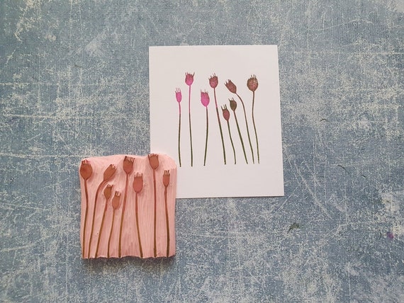 Poppies Rubber Stamp Fairy Garden Poppy Stamp Flower - Etsy