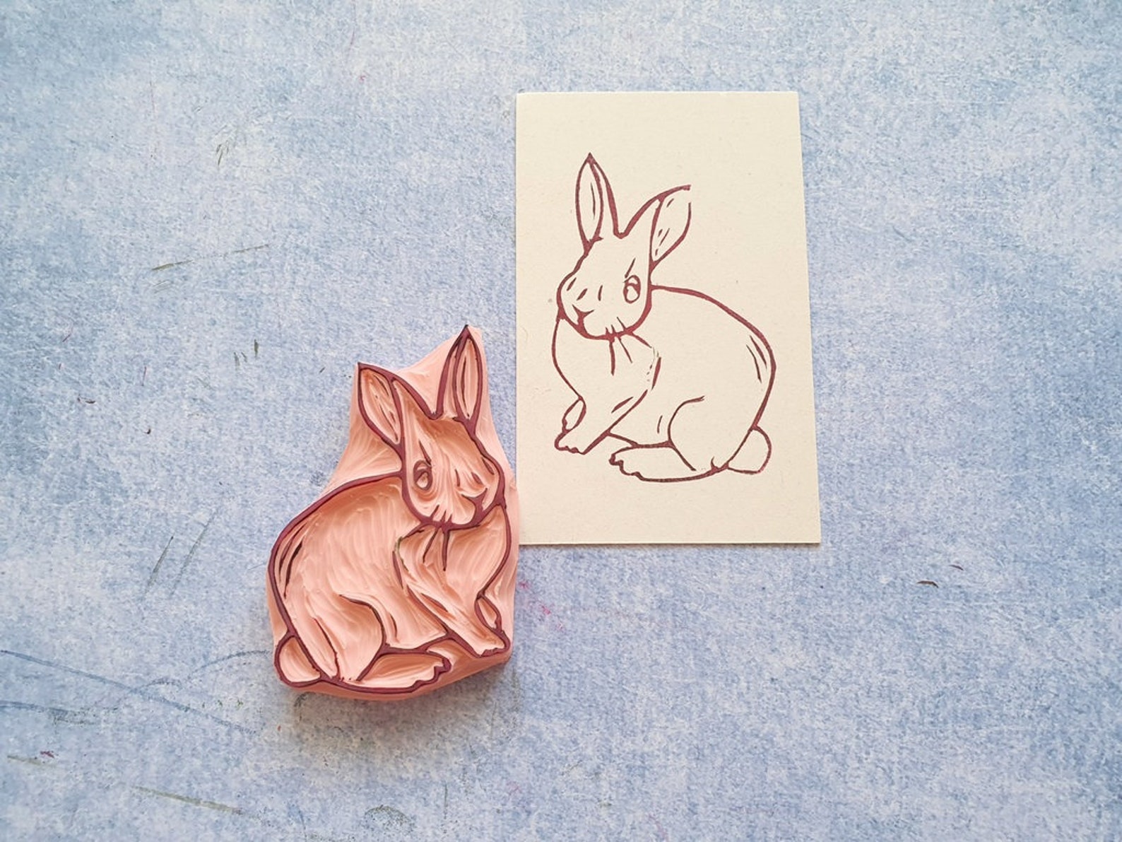 Hare Rubber Stamp for Easter Cards, Wild Animal Stencil, Vintage Rabbit ...