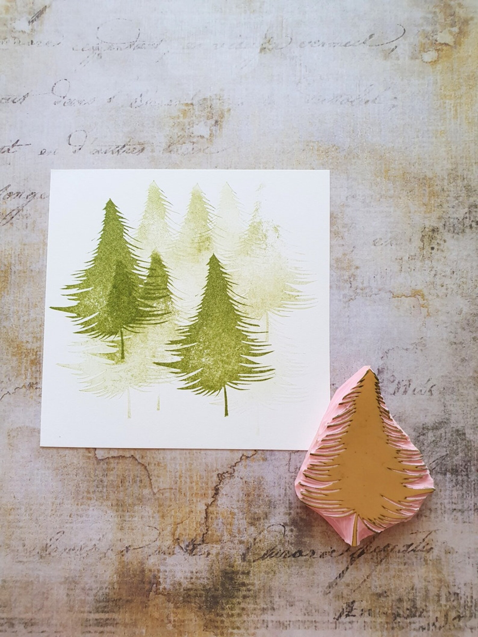Christmas tree rubber stamp for winter wishes Forest plant | Etsy
