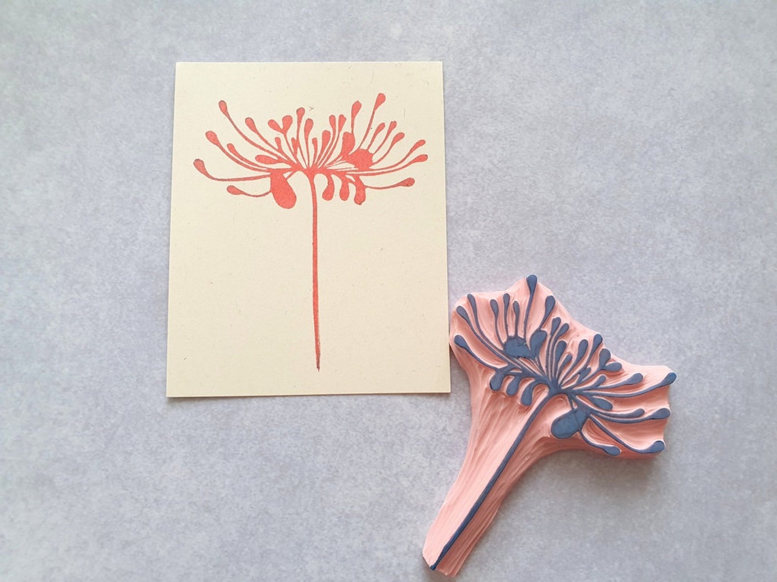 Japanese lily rubber stamp for handmade cards asian flower | Etsy