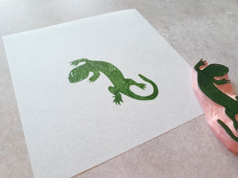 Lizard rubber stamp for boys notebook gecko animal stamp for | Etsy