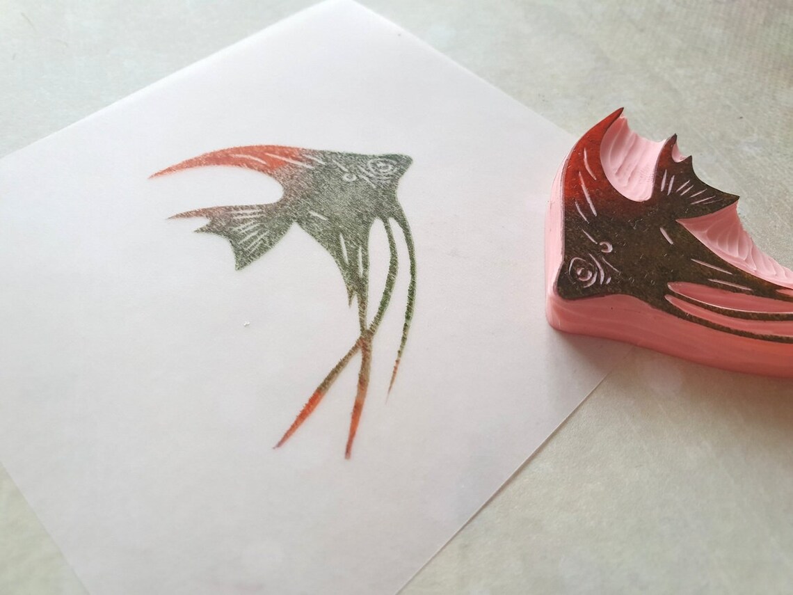 Fish stamp for fabric pattern aquarium rubber stamp for | Etsy