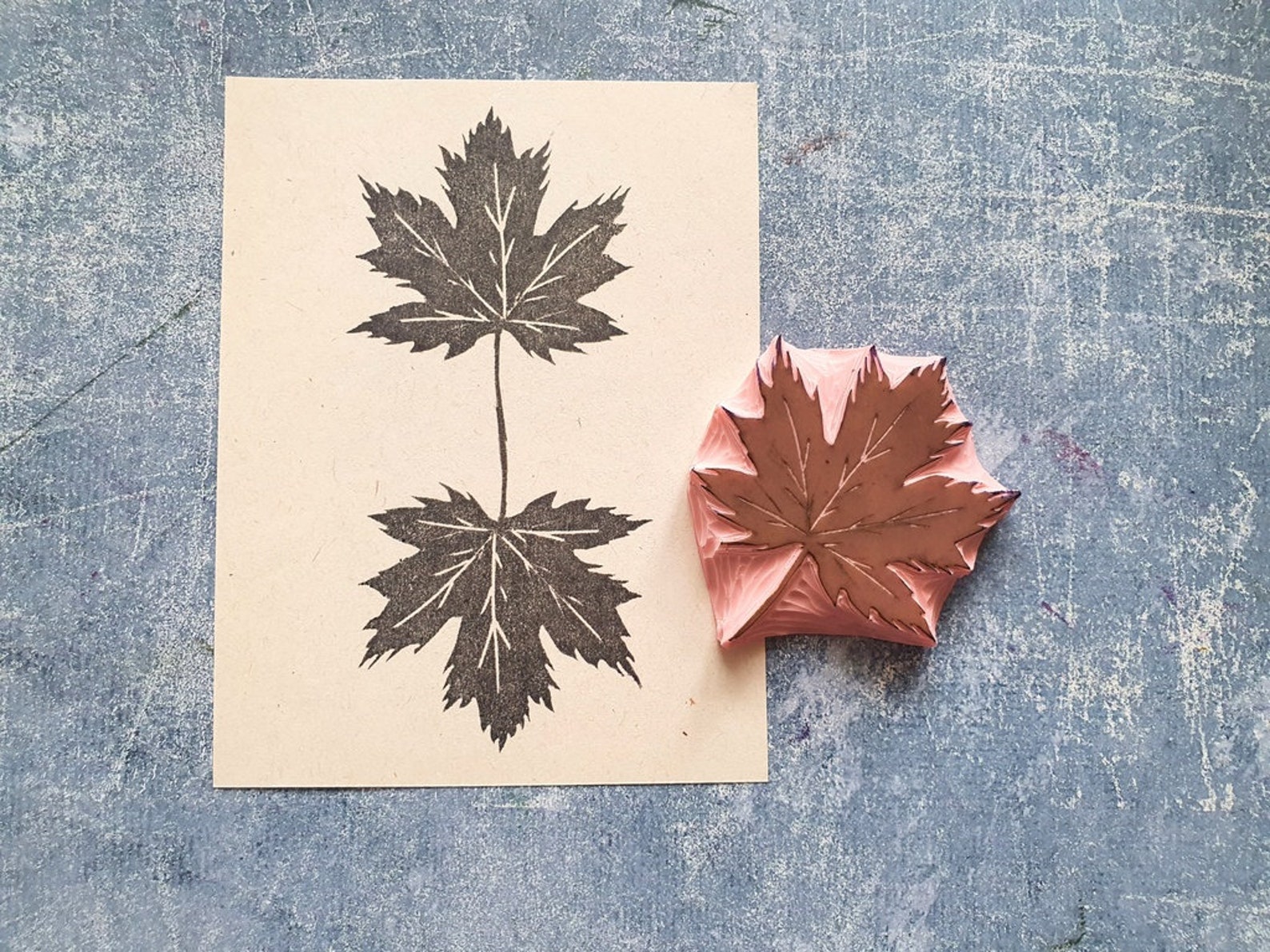 Maple Leaf Rubber Stamp Autumn Leaf for Bullet Journal Fall - Etsy