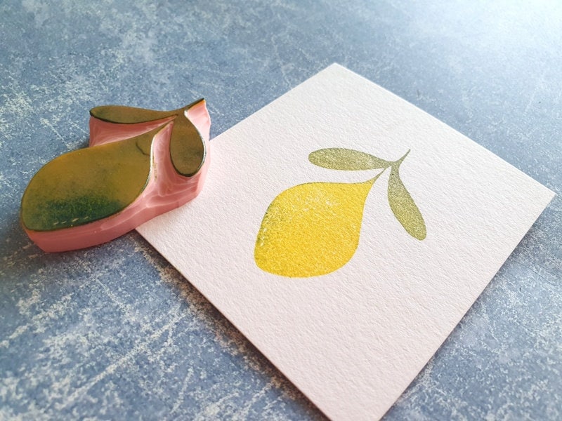 Lemon Rubber Stamp for Bullet Journal, Citrus Stamp for Fabric Pattern ...