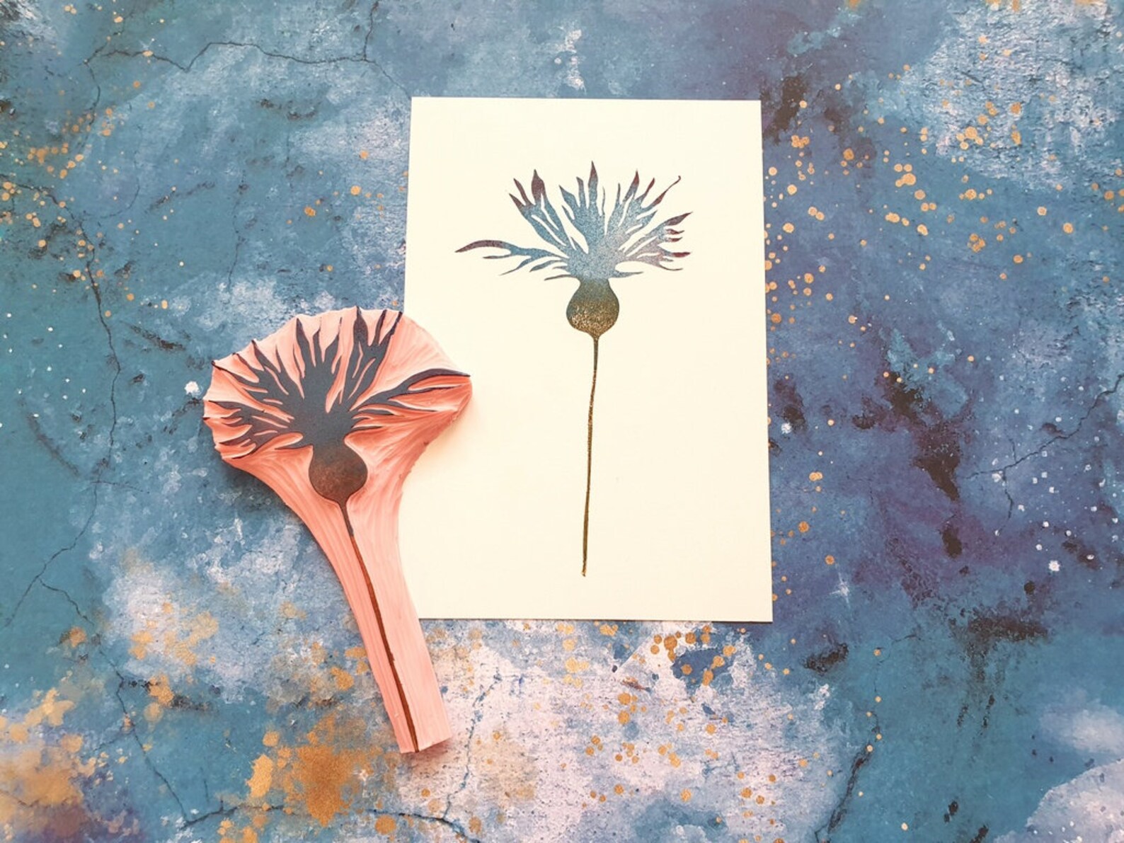 Cornflower Rubber Stamp for Scrapbooking, Cardmaking Floral Stamp ...