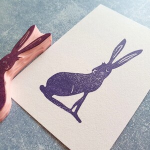 Hare Rubber Stamp for Easter Decor, Woodland Animal Stamp, Wildlife ...