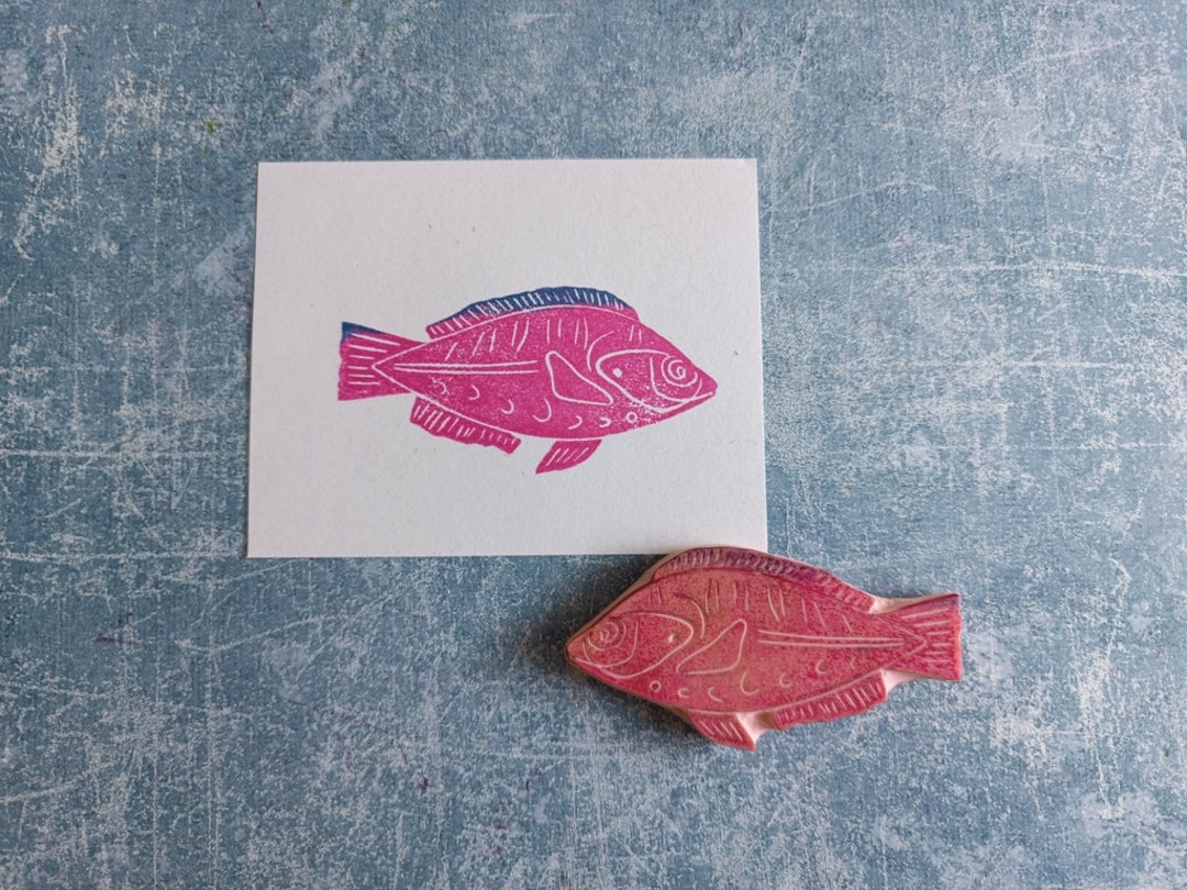 Fish Rubber Stamp for Cardmakers, Father's Day Stationery, Ocean Life ...