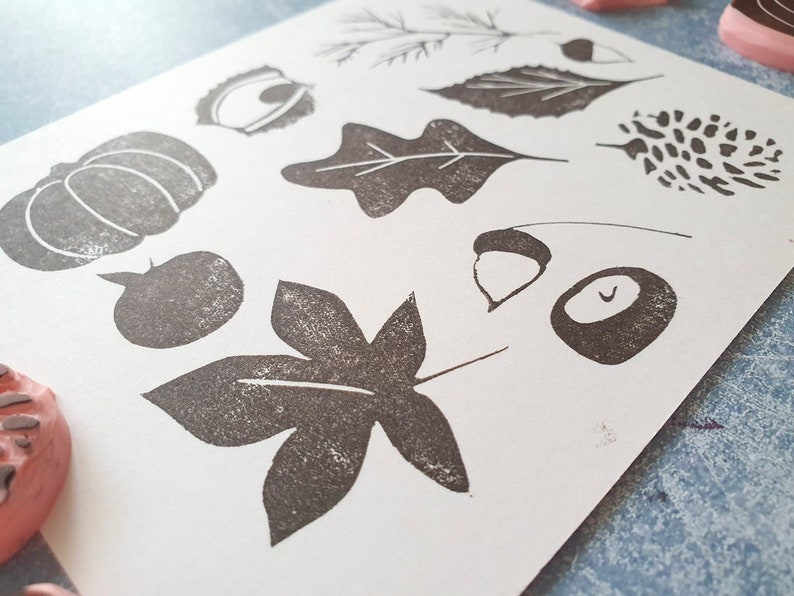 Autumn Rubber Stamp Set of 11 For, Fall Bullet Journal Decor, Waldorf ...