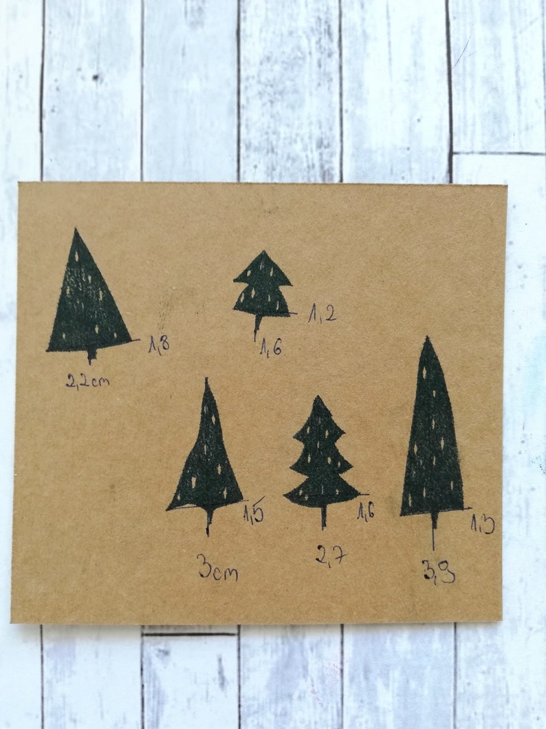 Christmas tree rubber stamp set winter scenery stamp for | Etsy