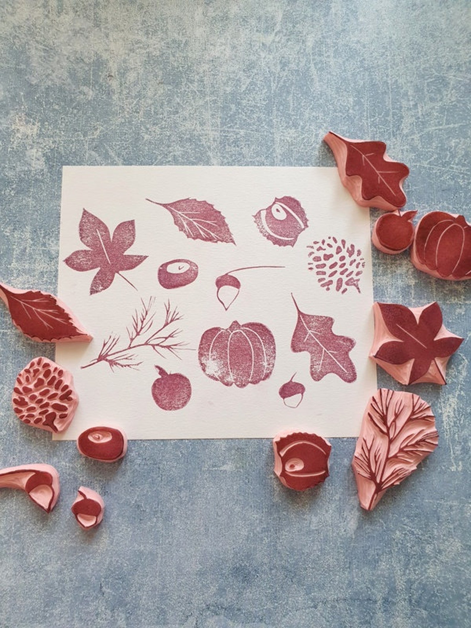 Autumn Rubber Stamp Set of 11 For Fall Bullet Journal Decor | Etsy