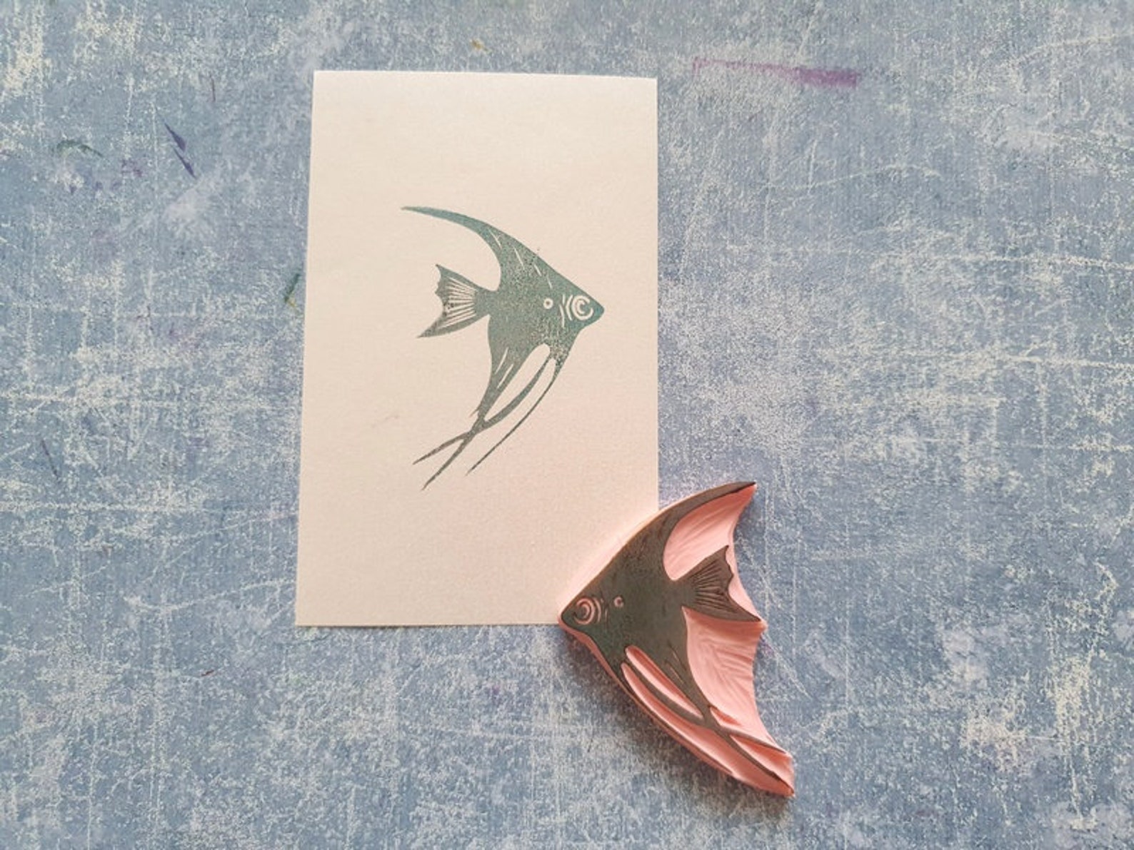 Fish Stamp for Fabric Pattern, Aquarium Rubber Stamp for Stationery ...