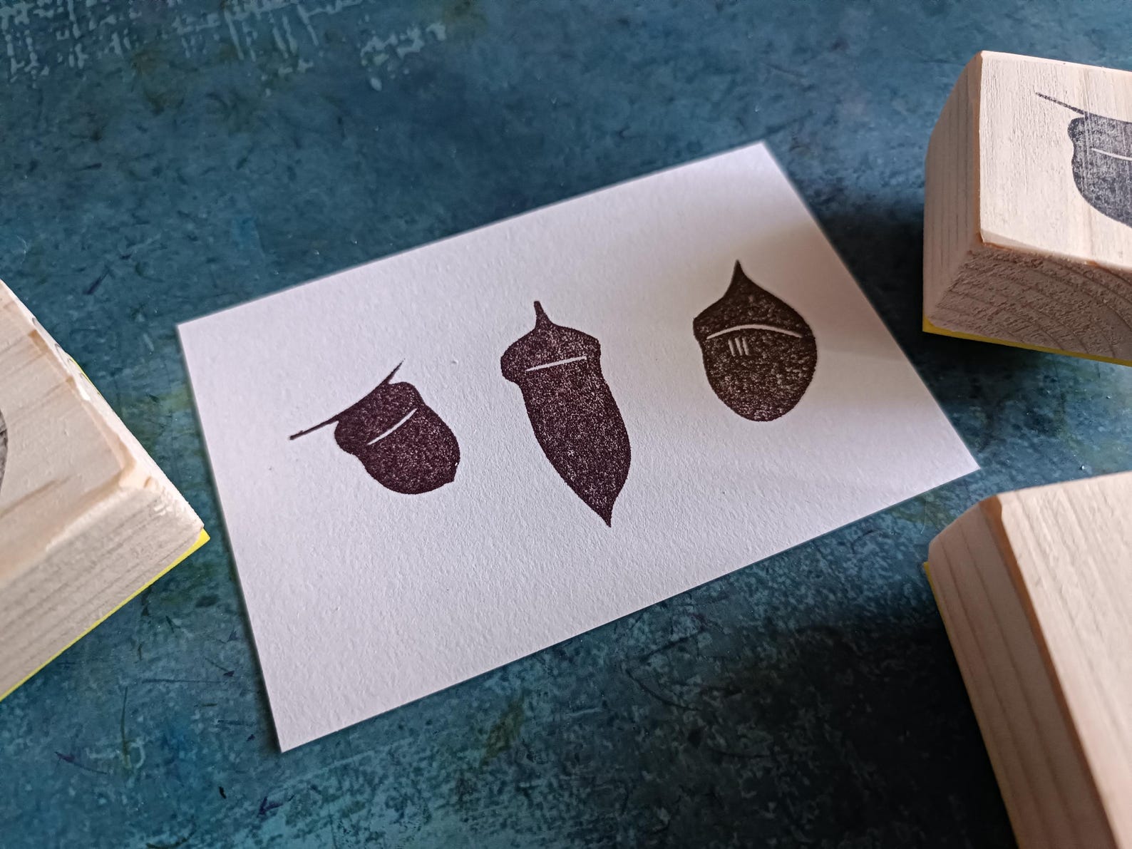 Acorn Rubber Stamp Set of 3, Fall Stamp Set for Cardmaking, Autumn ...