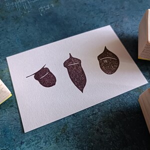 Acorn Rubber Stamp Set of 3, Fall Stamp Set for Cardmaking, Autumn ...