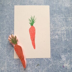 Carrot Rubber Stamp for Printing on Fabric Bags, Garden Vegetable Stamp ...