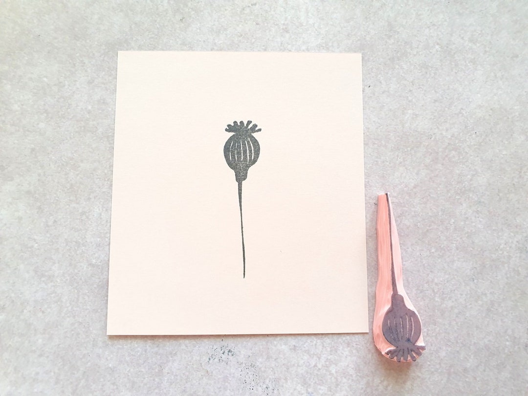 Poppy Seed Rubber Stamp for Rustic Journal Wild Flower Stamp - Etsy