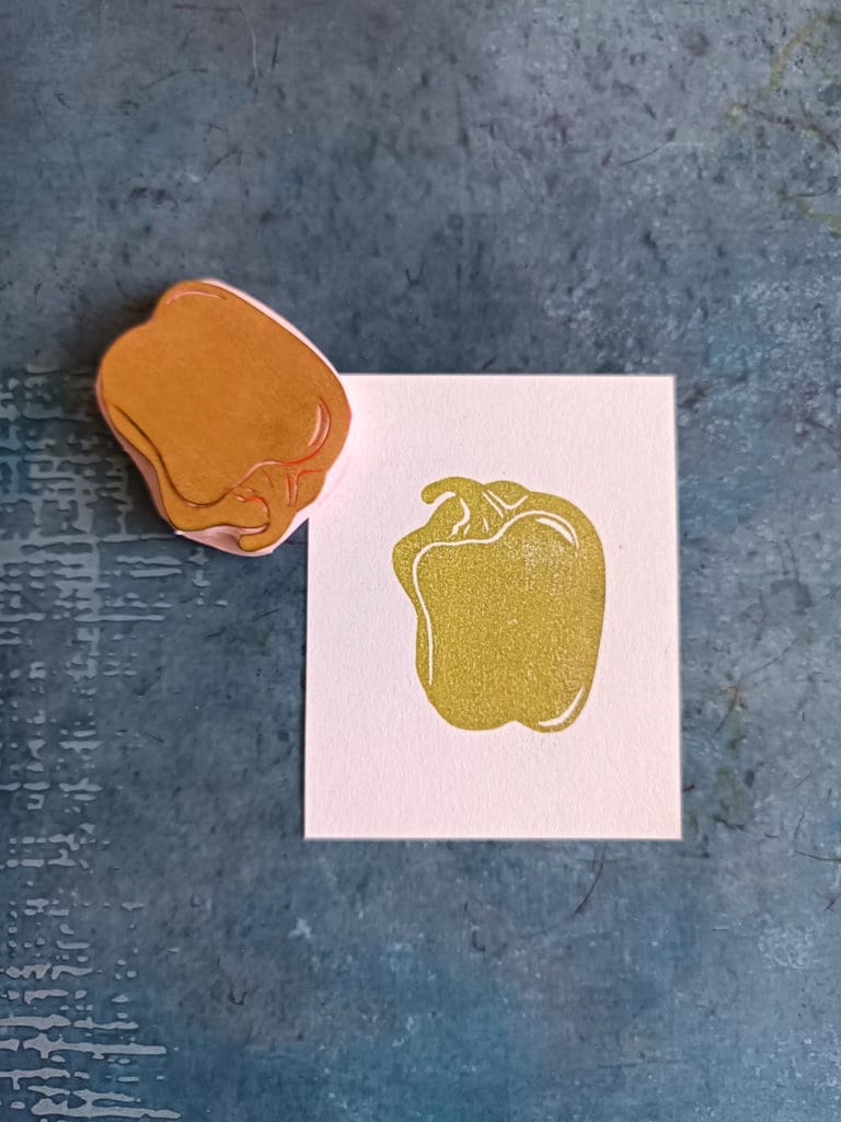 Pepper Rubber Stamp for Journal, Bell Pepper Stamp for Paper Craft ...