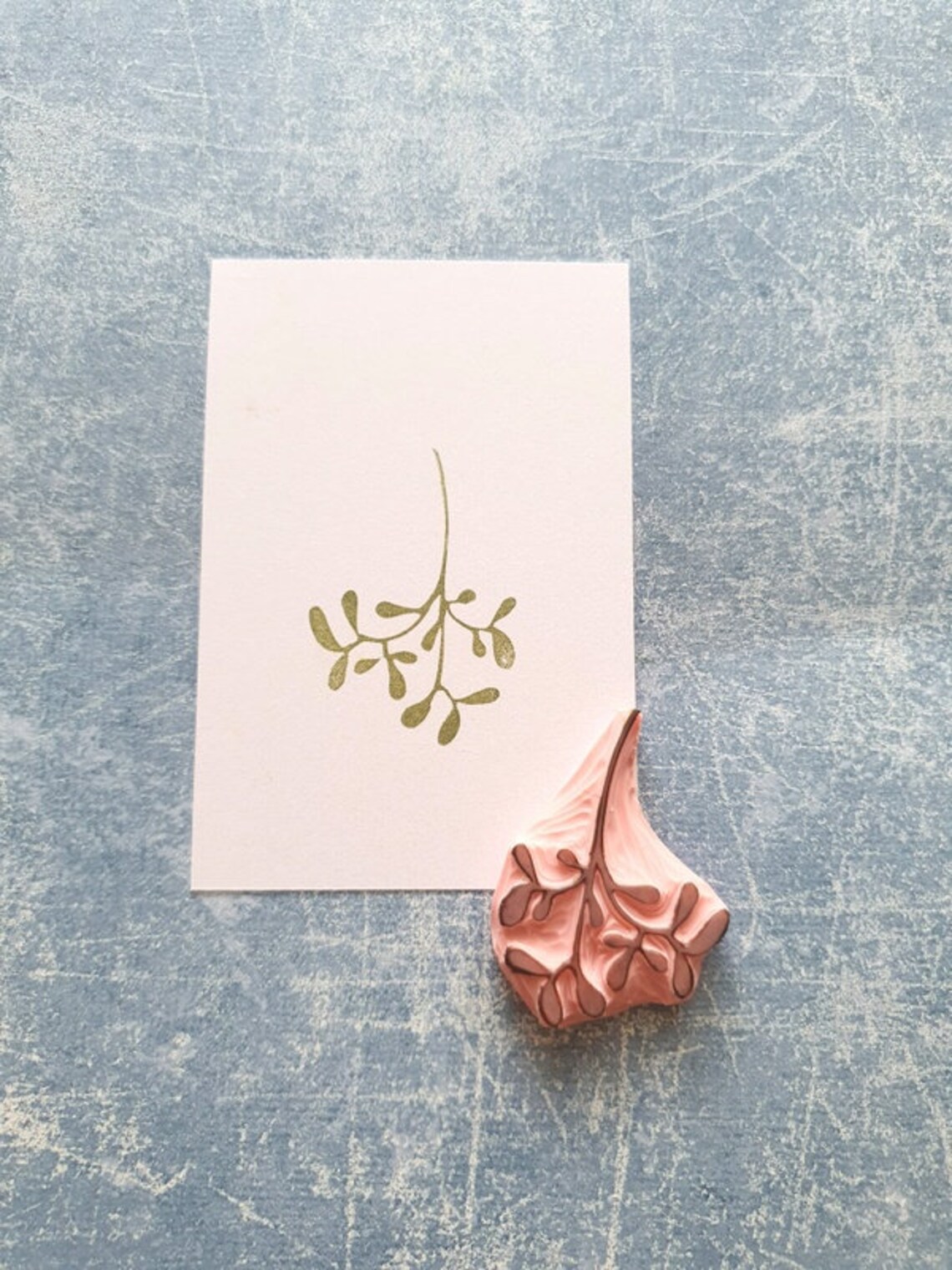 Mistletoe rubber stamp for Christmas greeting cards wild twig | Etsy