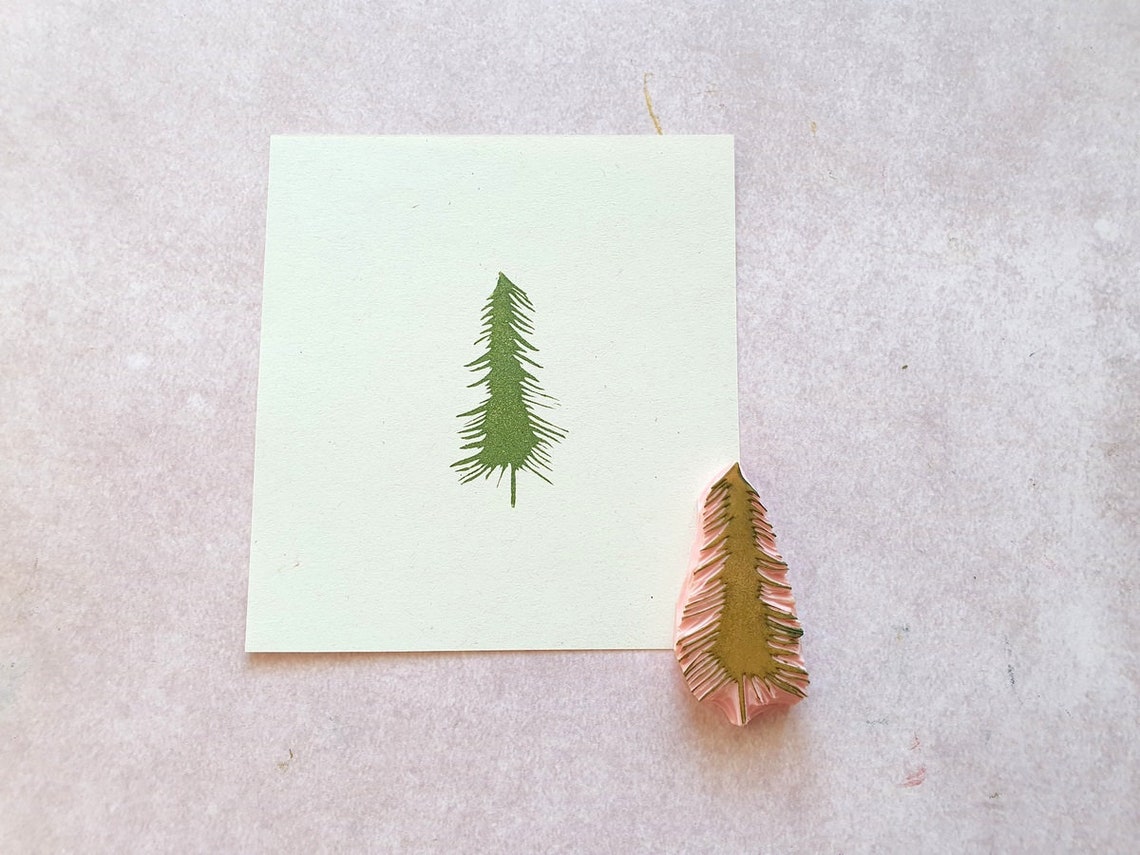 Pine Tree Rubber Stamp, Winter Forest Stamp, Christmas Cardmaking ...