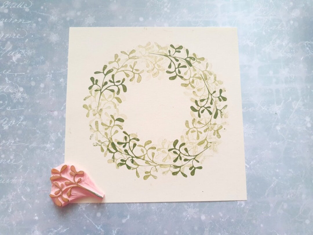 Mistletoe Rubber Stamp for Christmas Greeting Cards, Wild Twig Stamp ...