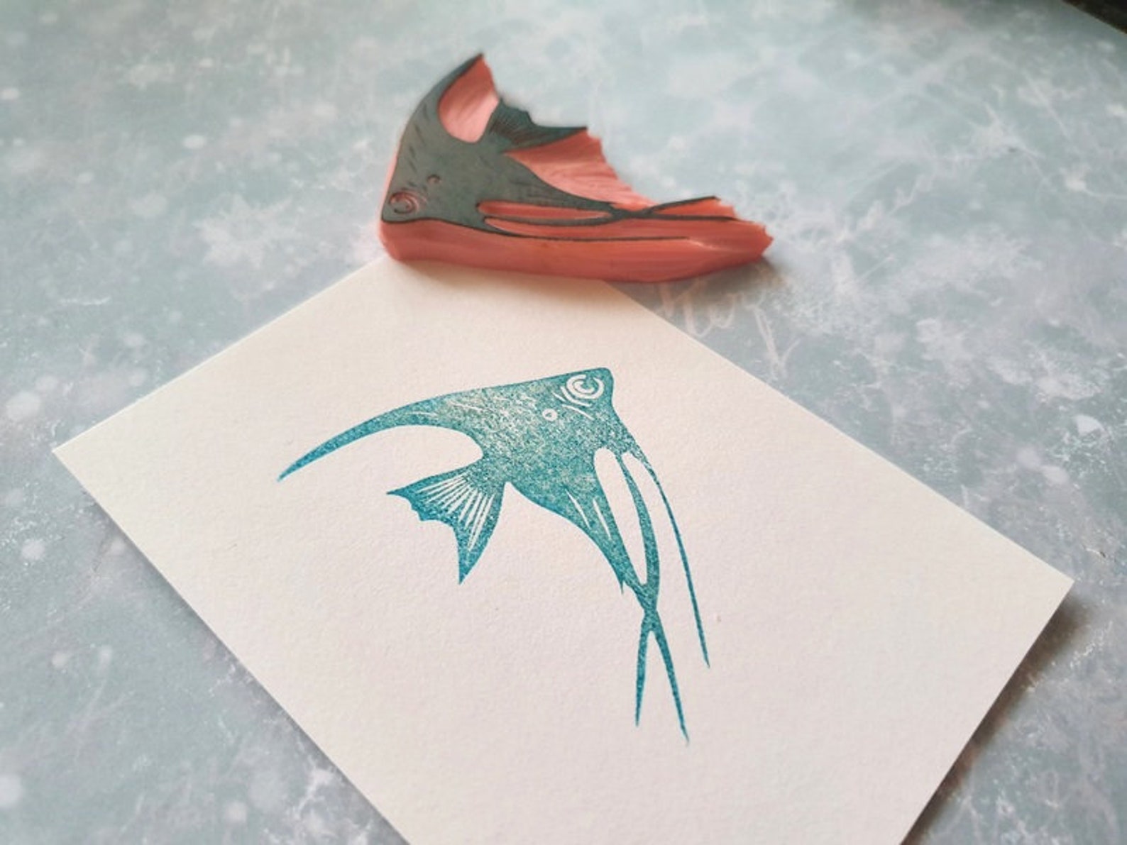 Fish Stamp for Fabric Pattern Aquarium Rubber Stamp for - Etsy