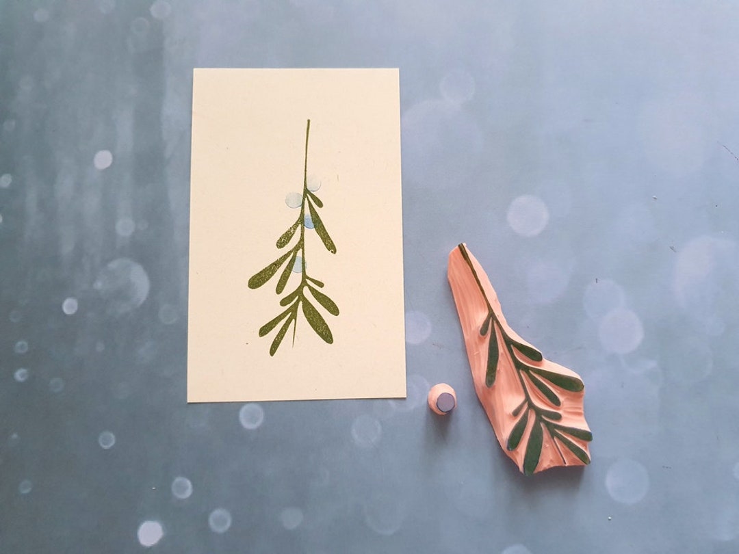 Mistletoe Rubber Stamp for Winter Cardmaking, Christmas Branch Stamp ...
