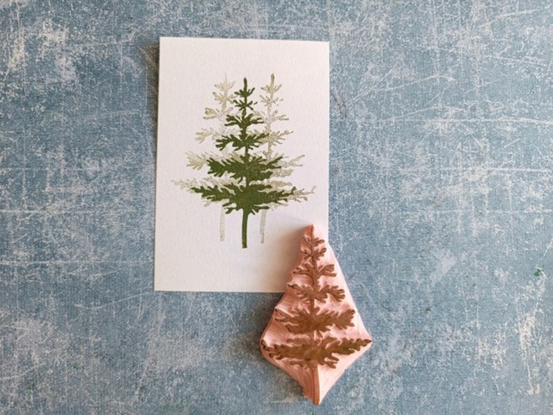 Pine Tree Rubber Stamp Wild Forest Stationery Christmas - Etsy