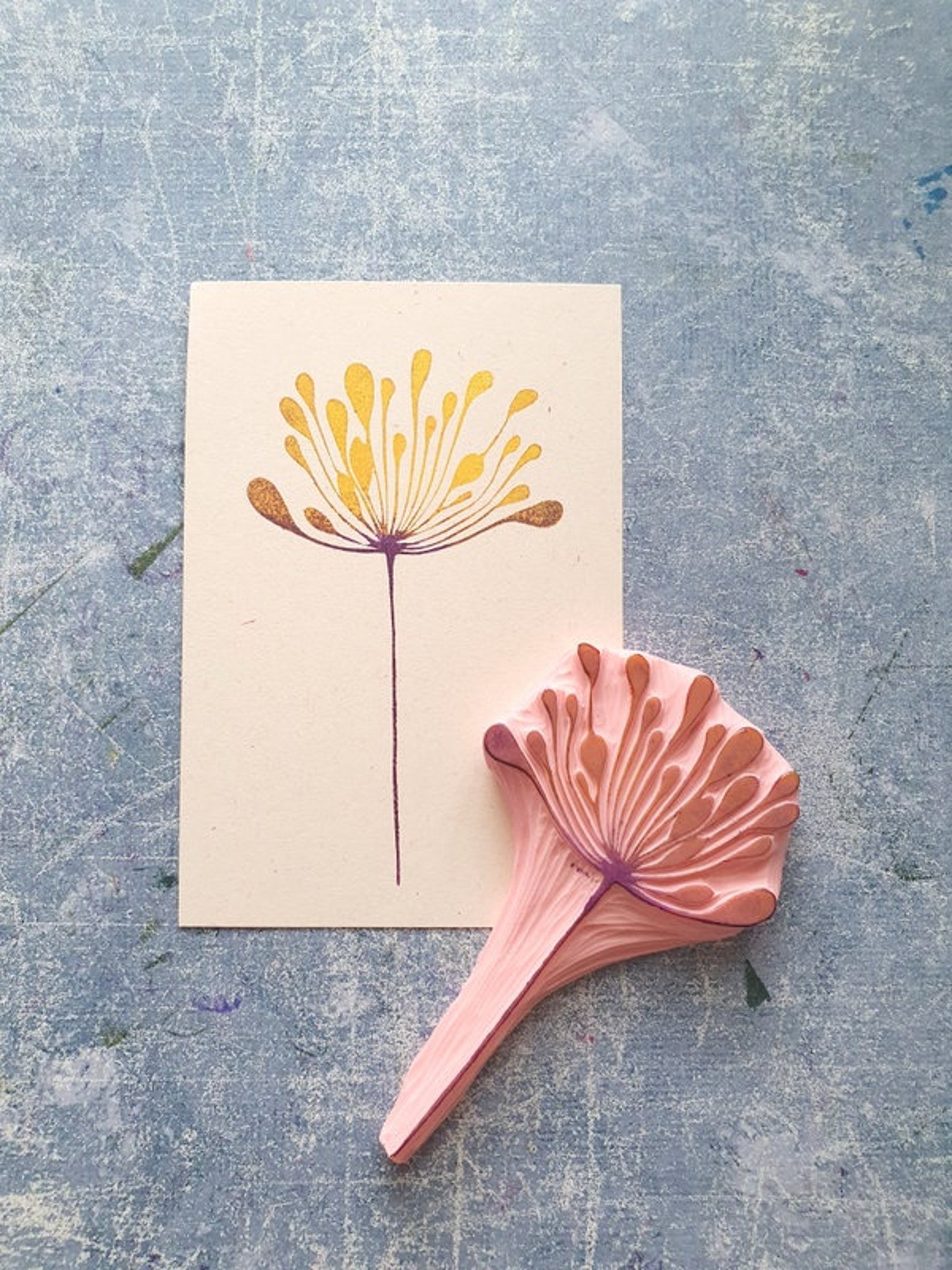 Dandelion rubber stamp floral garden stamp wild flower | Etsy