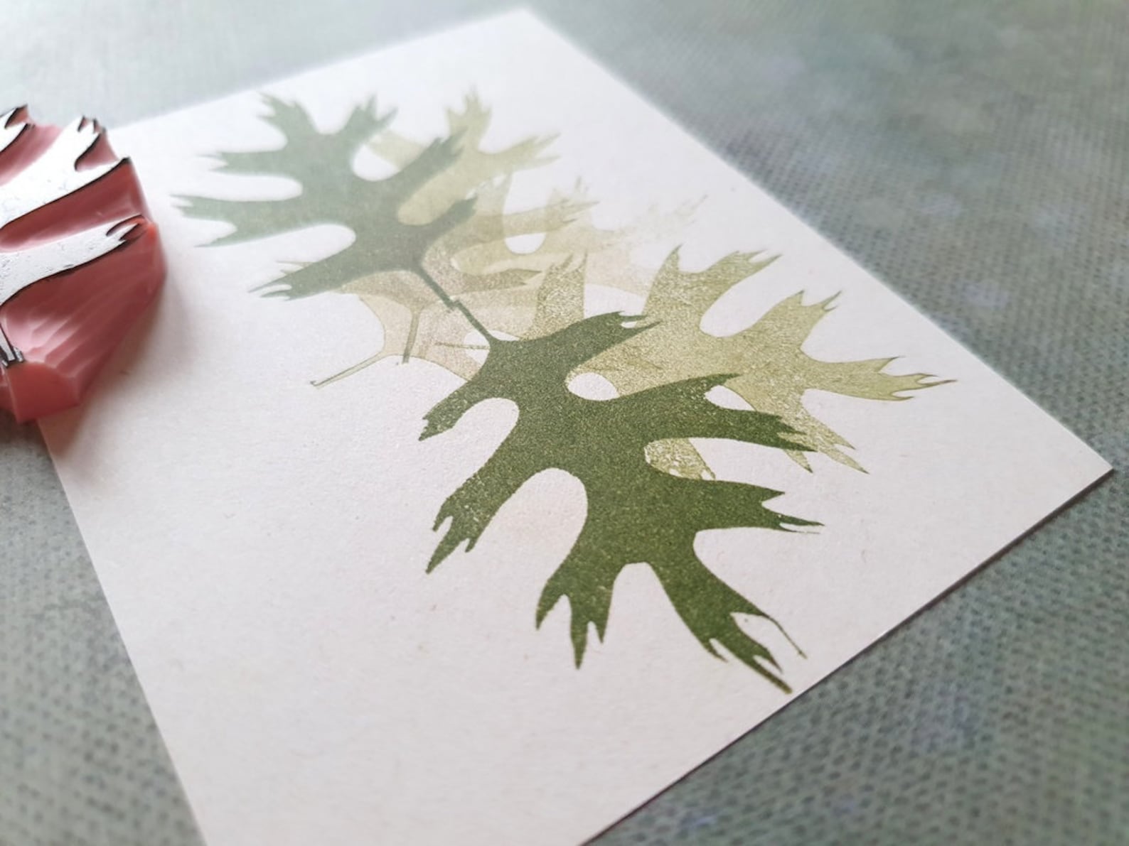 Leaf Rubber Stamp for Art Journaling, Rustic Leaf Stamp for ...