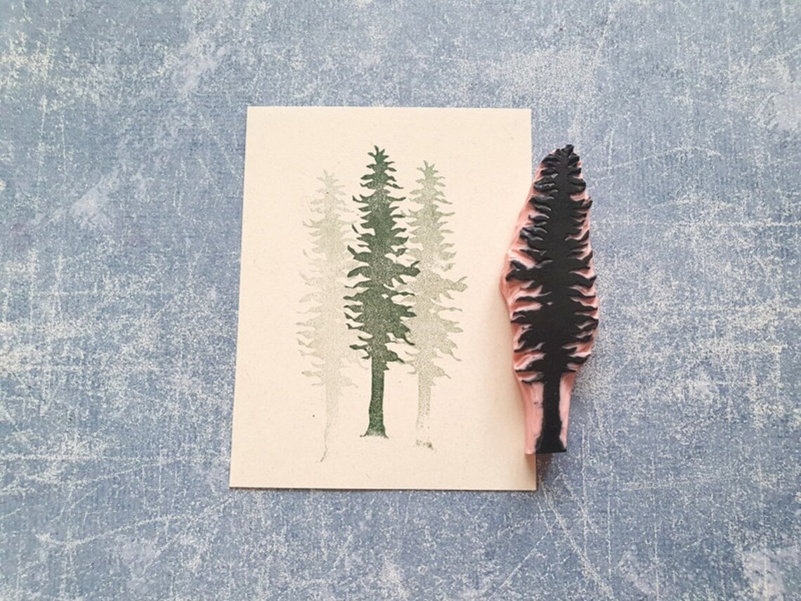 Tree Rubber Stamp for Cardmaking, Wildlife Christmas, Nature Tree ...