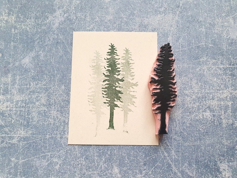 Tree Rubber Stamp for Cardmaking, Wildlife Christmas, Nature Tree ...
