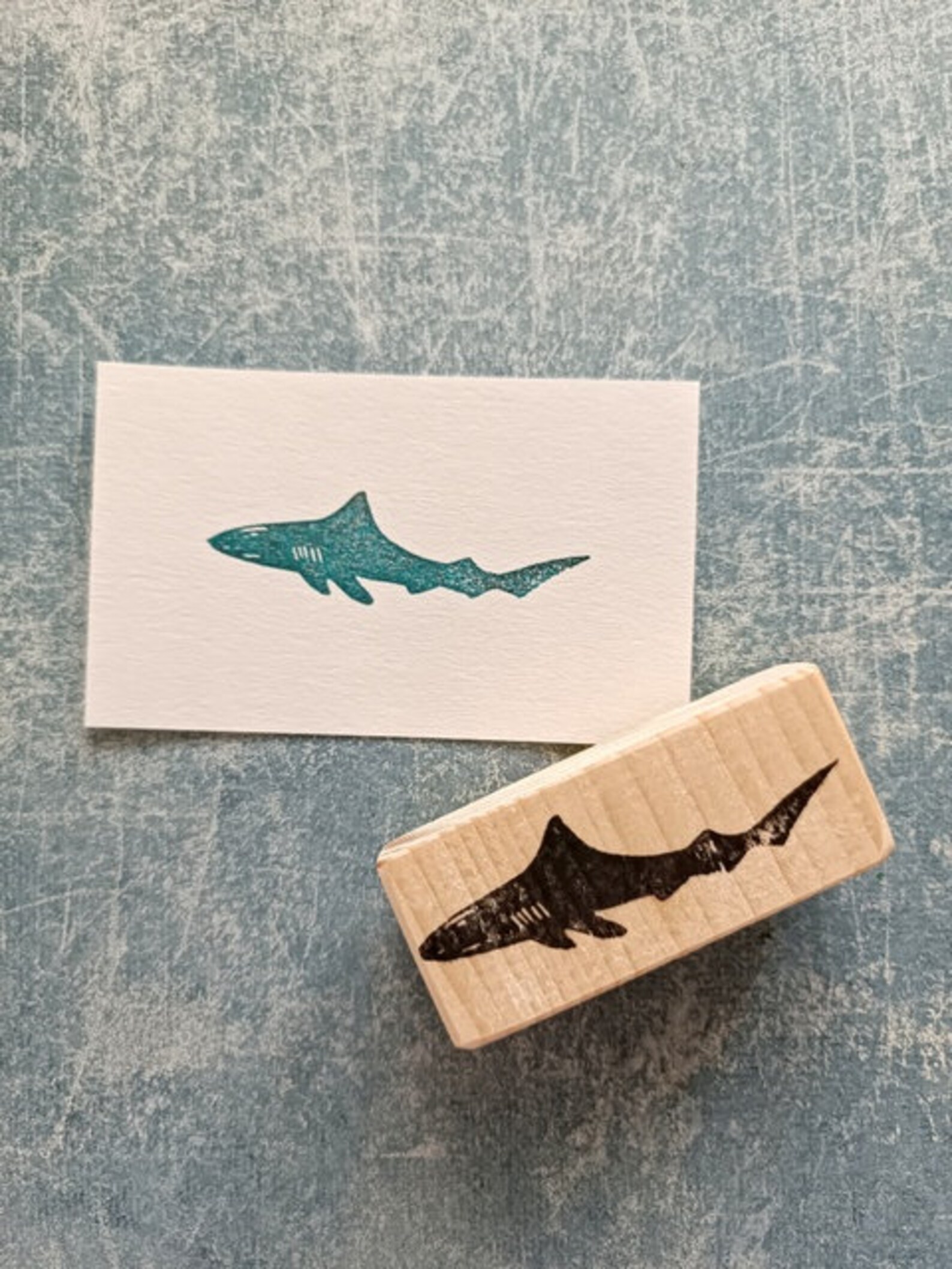 Shark Rubber Stamp for Birthday Wishes Ocean Animal Wooden - Etsy