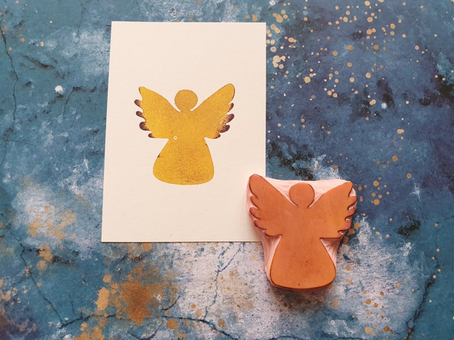 Vintage Angel Rubber Stamp for Christmas Card, Handmade Holiday Decor ...