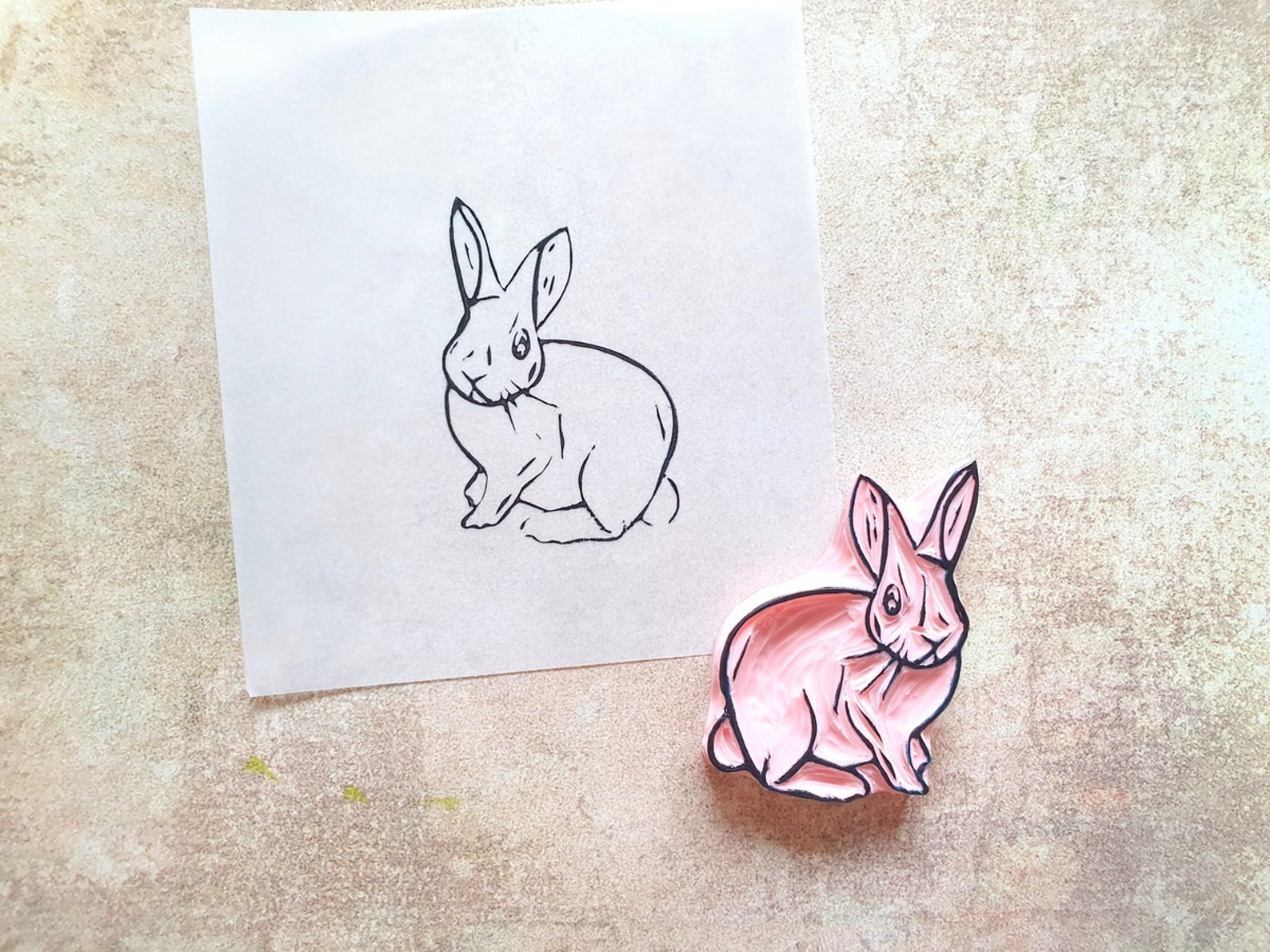 Hare Rubber Stamp for Easter Cards Wild Animal Stencil | Etsy