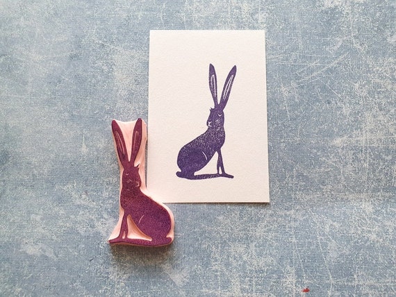 Hare Rubber Stamp for Easter Decor Woodland Animal Stamp | Etsy