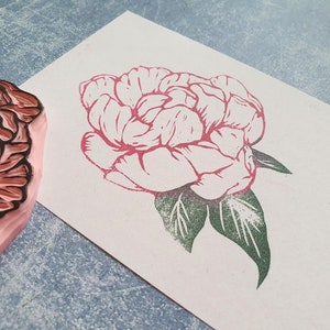 Blossom Peony Stamp for Junk Journal, Peony Rubber Stamp for Cardmaking ...