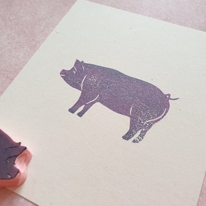 Pig Rubber Stamp for Cardmaking, Farm Animal Stamp for Printing on ...