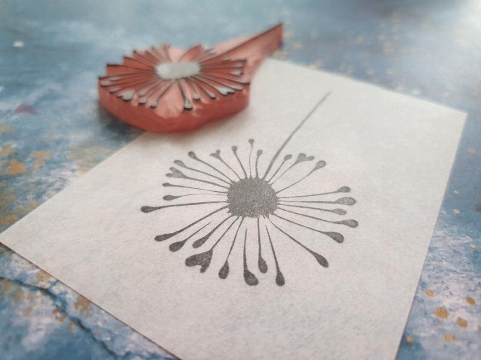 Dandelion Rubber Stamp for Bullet Journal, Blossom Flower Stamp, Mixed ...