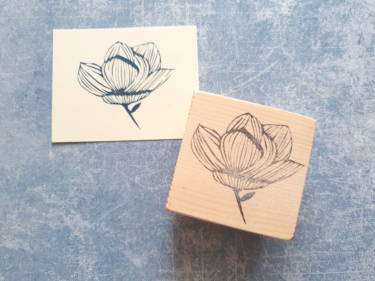 Magnolia rubber stamp garden flower ephemera cardmaking | Etsy
