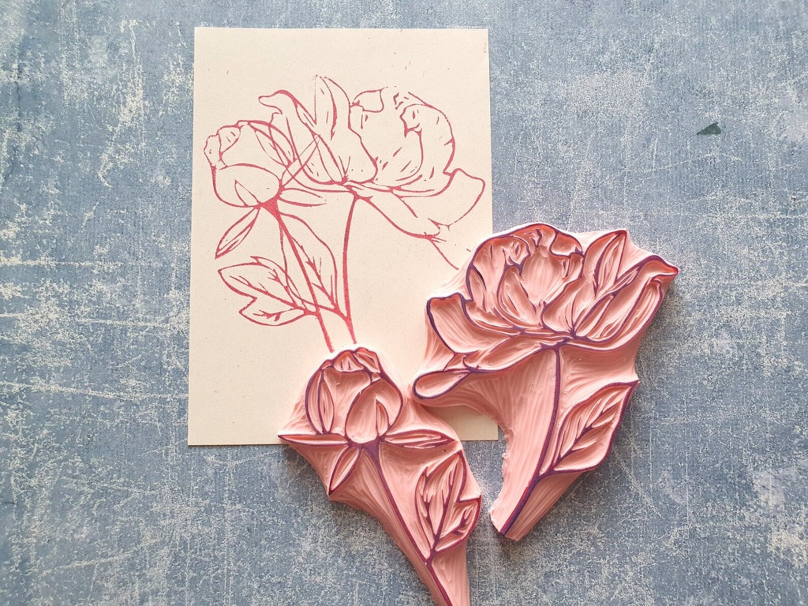 Peony Rubber Stamp Set Beautifull Flower Stamp for Wedding - Etsy