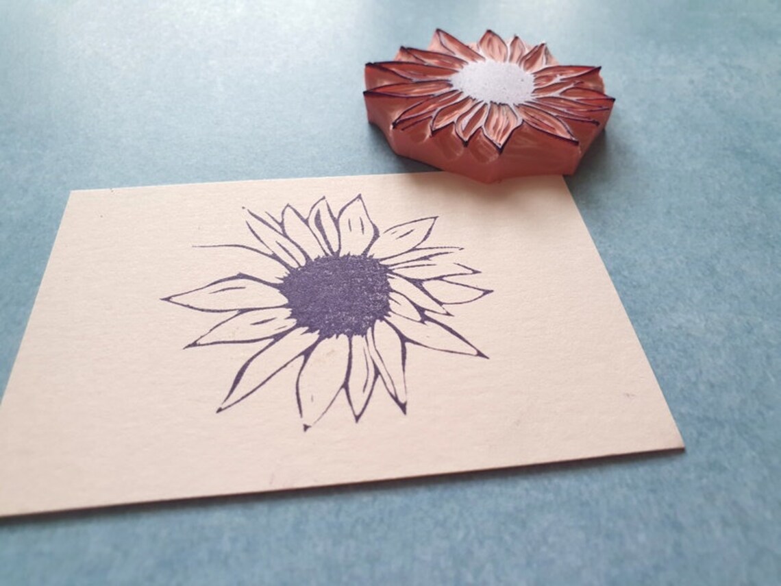 Sunflower Rubber Stamp for Paper Craft Junk Journal Essential - Etsy